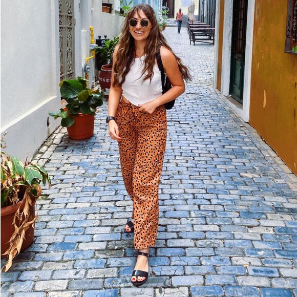 Pants & Jumpsuits | Linen Patterned Wide Leg Pants Womens Medium | Poshmark